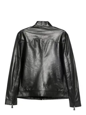 SERGIO MORETTI FIRENZE Zip-up Leather Jacket - Black