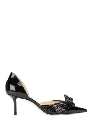 JIMMY CHOO Kaitence 65mm Patent Leather Pumps With Crystal Bow - Black