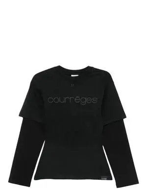 COURREGES Layered Logo-embroidered T-shirt - Grey