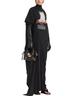 Balenciaga One-shoulder Graphic Maxi Dress - Black