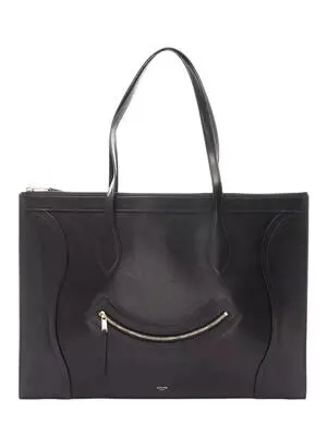 Celine Shiny Calfskin Flat Luggage Tote Bag - Black