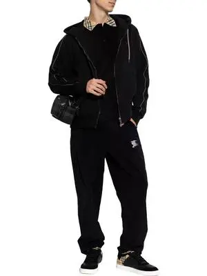 Burberry Scott Logo-embroidered Hoodie - Black