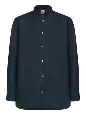 Eleventy Mandarin-collar Long-sleeve Shirt - Blue