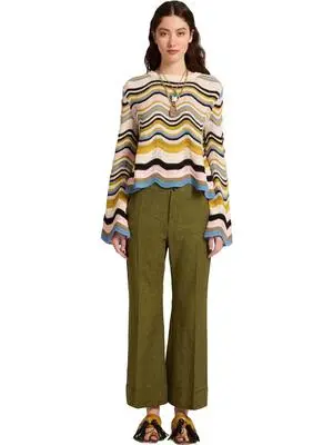 La DoubleJ Chevron Knit Cropped Sweater - Multicolour