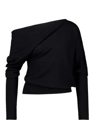 TOM FORD Off-shoulder Wool-silk Top - Black