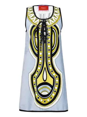La DoubleJ Peony Placée Print Mini Dress - Multicolour