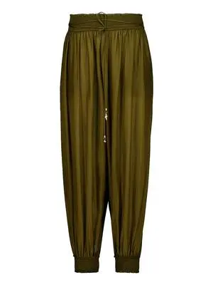 Zimmermann Olive Mahon Silk Harem Pants - Green