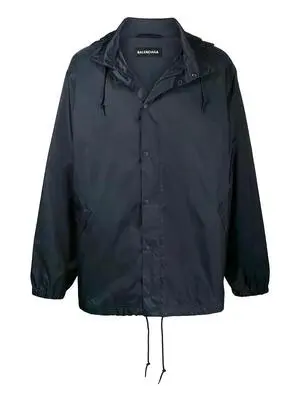 Balenciaga Multi Language Logo Rain Jacket - Blue