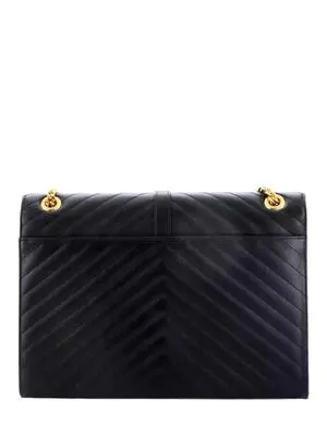 Saint Laurent Classic Monogram Envelope Satchel Shoulder Bag - Black