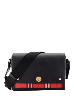 Burberry Vintage Check Canvas And Leather Crossbody Bag - Black
