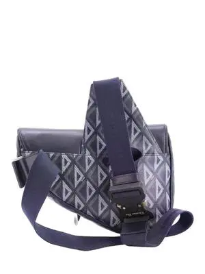 Dior Saddle Bag In Cd Diamond Coated Canvas And Leather - Blue