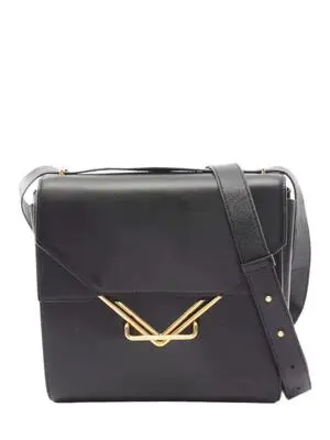 Bottega Veneta The Clip Leather Crossbody Bag - Black