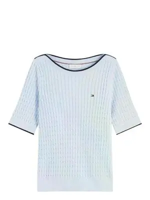 Tommy Hilfiger Cable-knit Short-sleeve Sweater - Blue