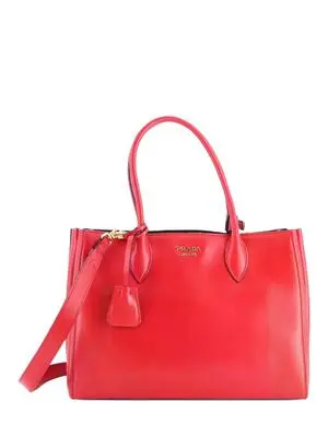 Prada Soft Bibliotheque Medium Calfskin Tote Bag - Red