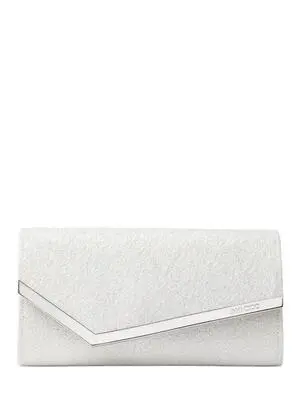 JIMMY CHOO Emmie Glitter Clutch Bag - Silver