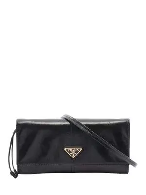 Prada Logo Plaque Shoulder Bag - Black