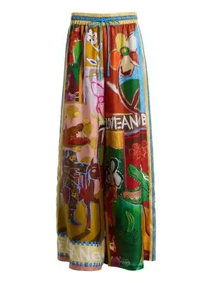 ALEMAIS ALÉMAIS Mlak Printed Silk-Twill Wide-Leg Pants