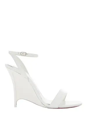 CHRISTIAN LOUBOUTIN Zeezeenella 100mm Patent Leather Wedge Sandals - White