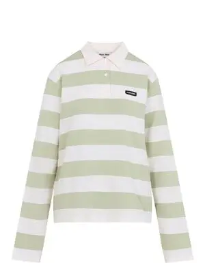 Miu Miu Striped Jersey Polo Shirt - Multicolor