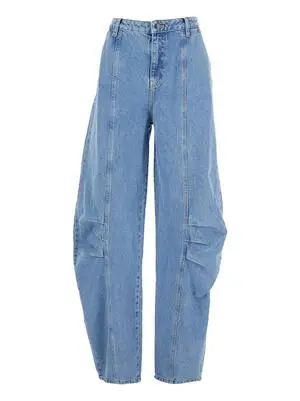 ROTATE BY BIRGER CHRISTENSEN ROTATE Light Wash Denim Jeans With Central Stitching And Back Logo Patch