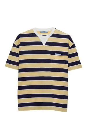 Prada Striped Cotton Lisle T-shirt - Blue