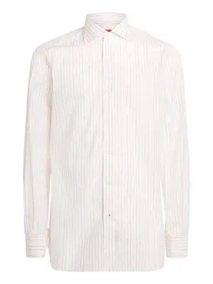 Isaia Cotton Stripe Mix Shirt - Red