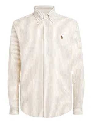Polo Ralph Lauren Cotton Mesh Stripe Oxford Shirt - Beige
