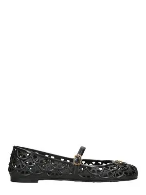 Valentino Garavani Perforated Scalloped Ballet Flats - Black