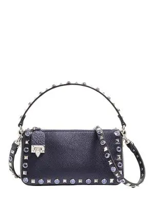 Valentino Garavani Valentino Garavani Small Leather Rockstud Shoulder Bag Blue