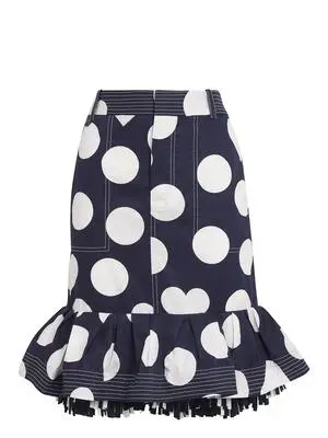 Jacquemus Cotton Polka Dot Midi Skirt - Navy