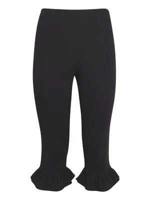 Jacquemus Jersey Capri Trousers With Ruffled Hems - Black