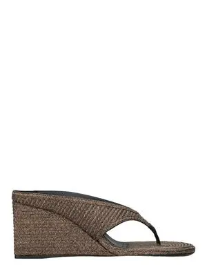 Alaïa Raffia Wedge Sandals - Brown