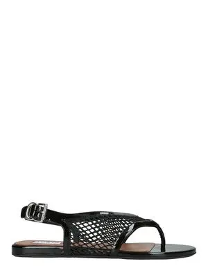 Alaïa Patent Leather Fishnet Sandals - Black