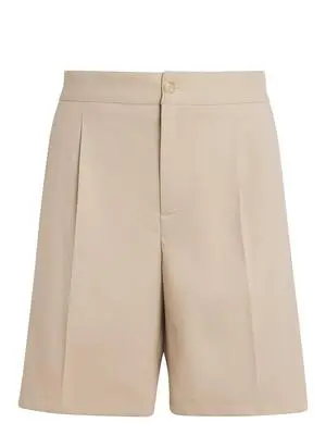 Isaia Pleated Cotton-silk Shorts - Beige