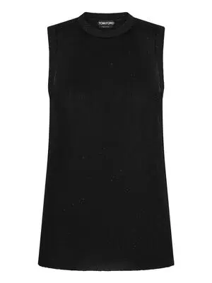 TOM FORD Micro-sequin Knitted Tank Top - Black
