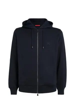 Isaia Logo Zip-up Hoodie - Blue