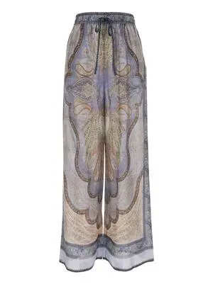 Zimmermann Wanderlust" Silk Printed Wide Leg Pants - Multicolor