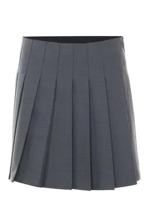 SELF-PORTRAIT SELF-PORTRAIT Pleated Mini Skirt With Contrast Piping Gray