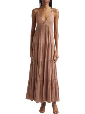 L'Agence Lua Tiered Maxi Sundress - Hazelnut