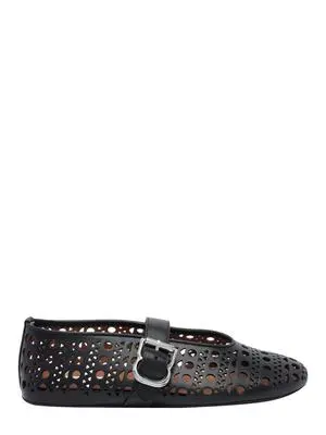 Alaïa Vienne Ballets Calf Leather With Perforated Details - Black