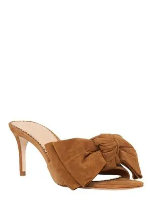 CINQ À SEPT Cinq À Sept Felicity Suede Heeled Mule With Bow Detailing