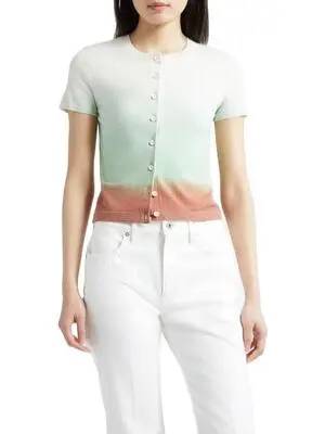 3.1 Phillip Lim Short Sleeve Cropped Cardigan - Flame-cactus Multi