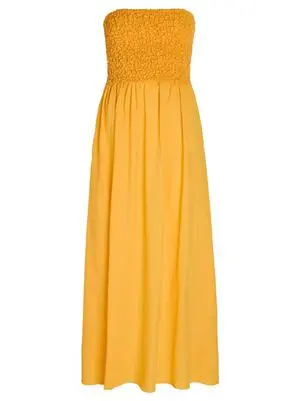 Faithfull The Brand Strapless Stretch-cotton Midi Dress - Orange