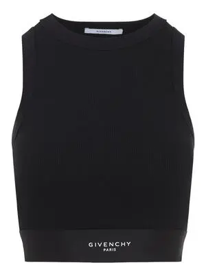 Givenchy Cotton Ribbed Cropped Top - Black