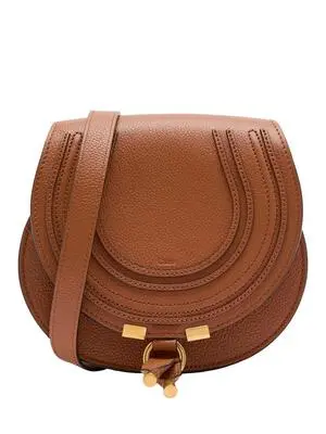 Chloé Marcie Small Grained Leather Saddle Bag - Tan