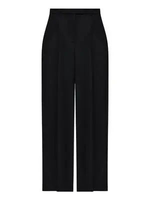Alexander McQueen Wool Pleated Trousers - Black