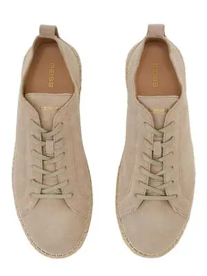 REISS Cade Suede Espadrille Lace-up Trainers - Stone