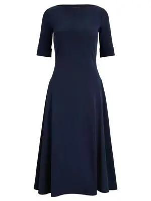 Ralph Lauren Rib-knit Stretch Cotton Midi Dress - Blue