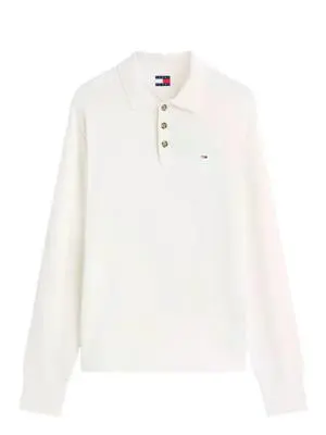 Tommy Hilfiger Logo-patch Long-sleeve Polo Shirt - Neutrals