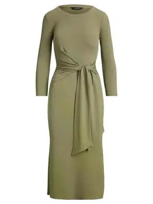 Ralph Lauren Belted Georgette Surplice Midi Dress - Green